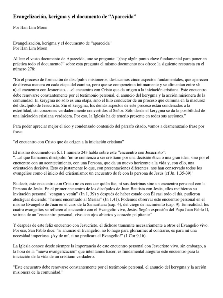 Evangelizacion Kerigma y El Documento de | PDF | Jesús | Fe