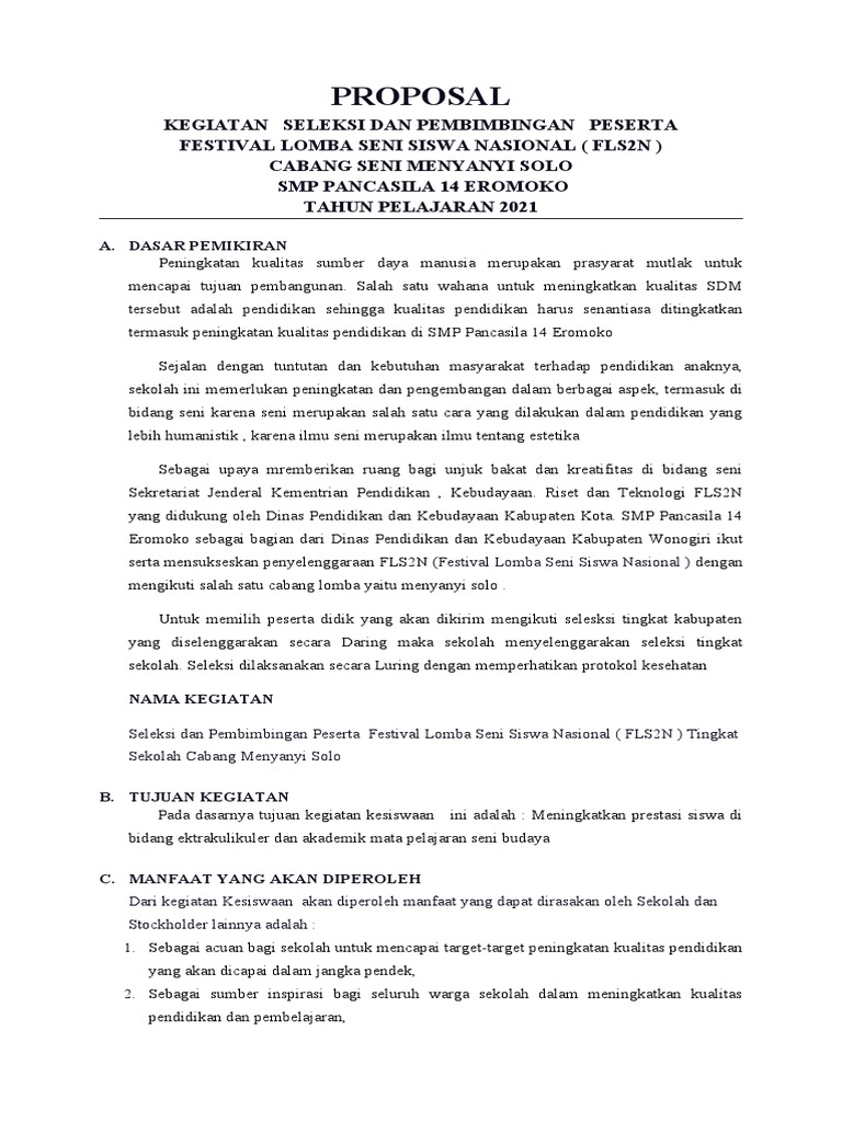 Proposal Kegiatan FLS2N | PDF