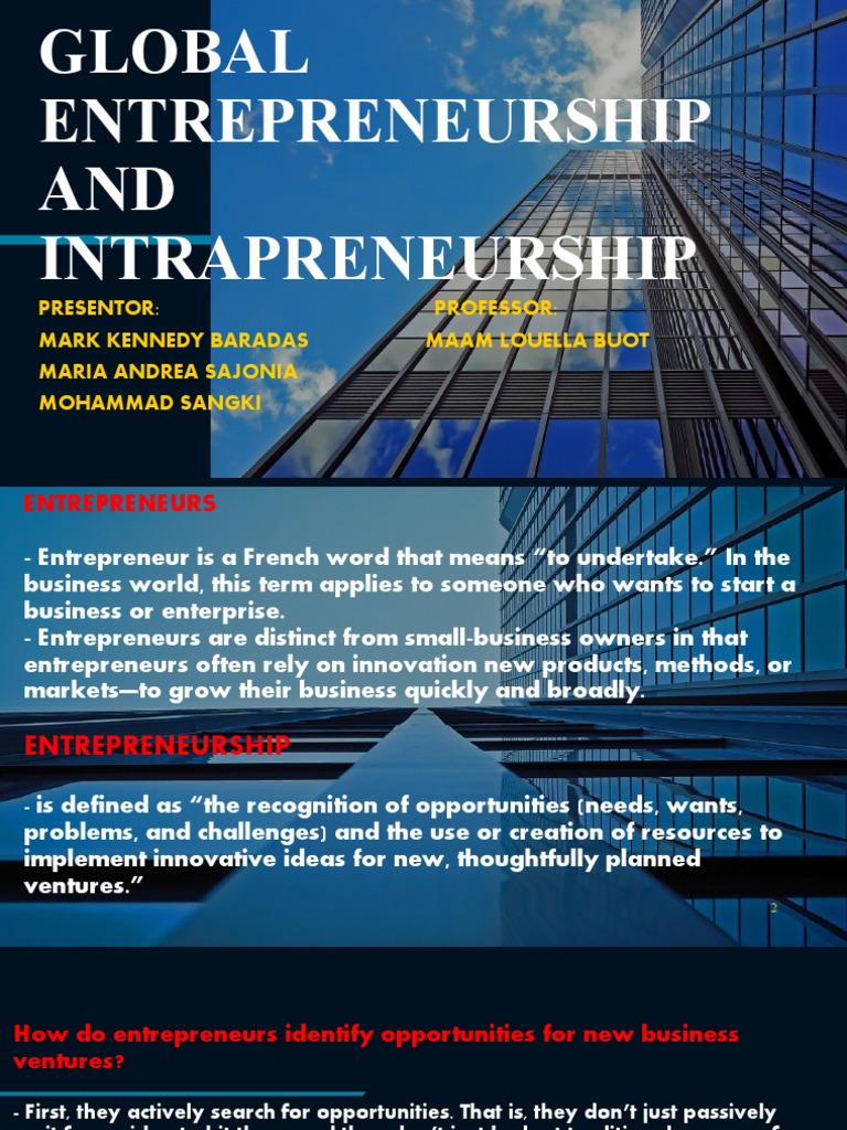 Global Entrepreneurship AND Intrapreneurship | PDF | Entrepreneurship ...