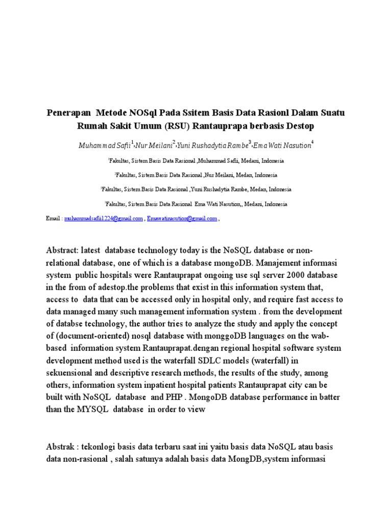 Penerapan Metode NOSql Pada Ssitem Basis Data Rasionl Dalam Suatu Rumah ...