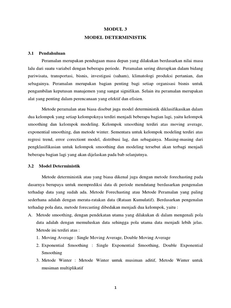 Metode Peramalan Model Deterministik | PDF