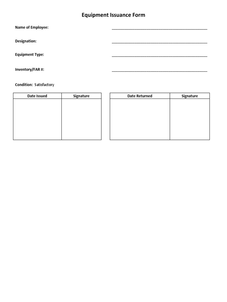 Sample Equipment Issuance Form | PDF