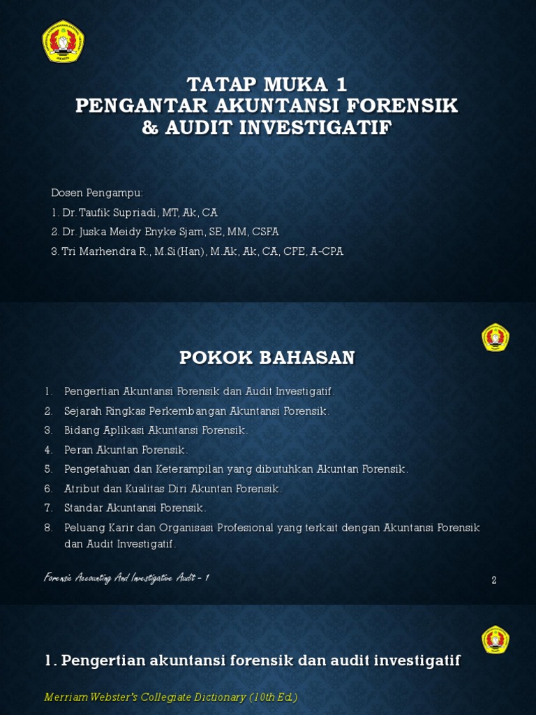 TM 1 - Pengantar Akuntansi Forensik Dan Audit Investigatif | PDF