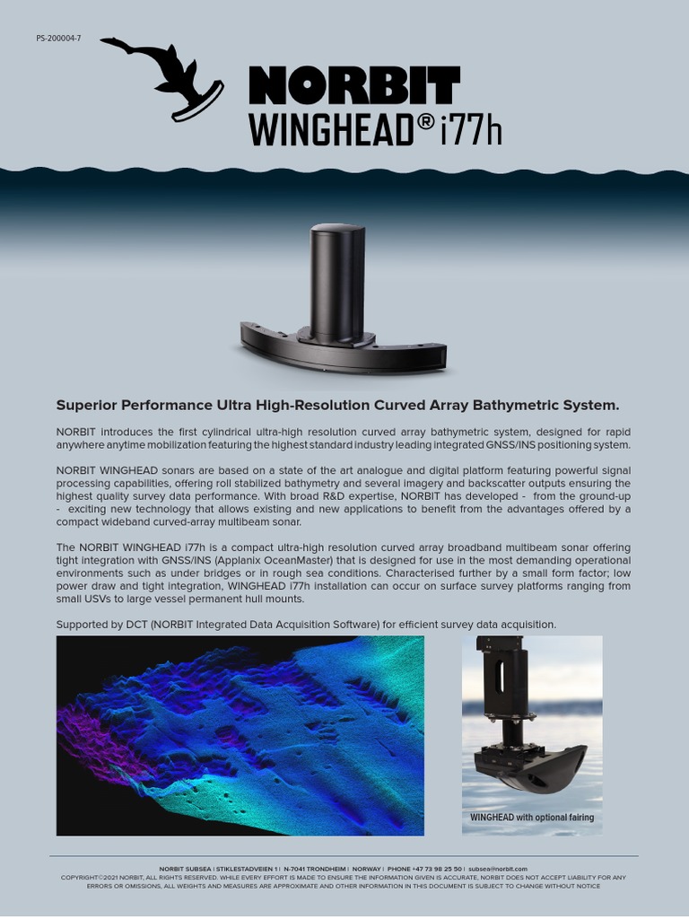 Norbit WINGHEAD-i77h Datasheet | PDF | Sonar | Inertial Navigation System