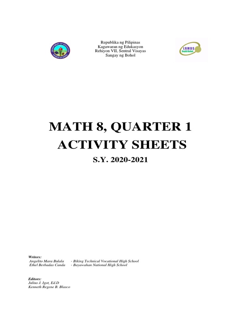 Math 8 - Q1 - LAS - WK 2 | PDF | Factorization | Equations