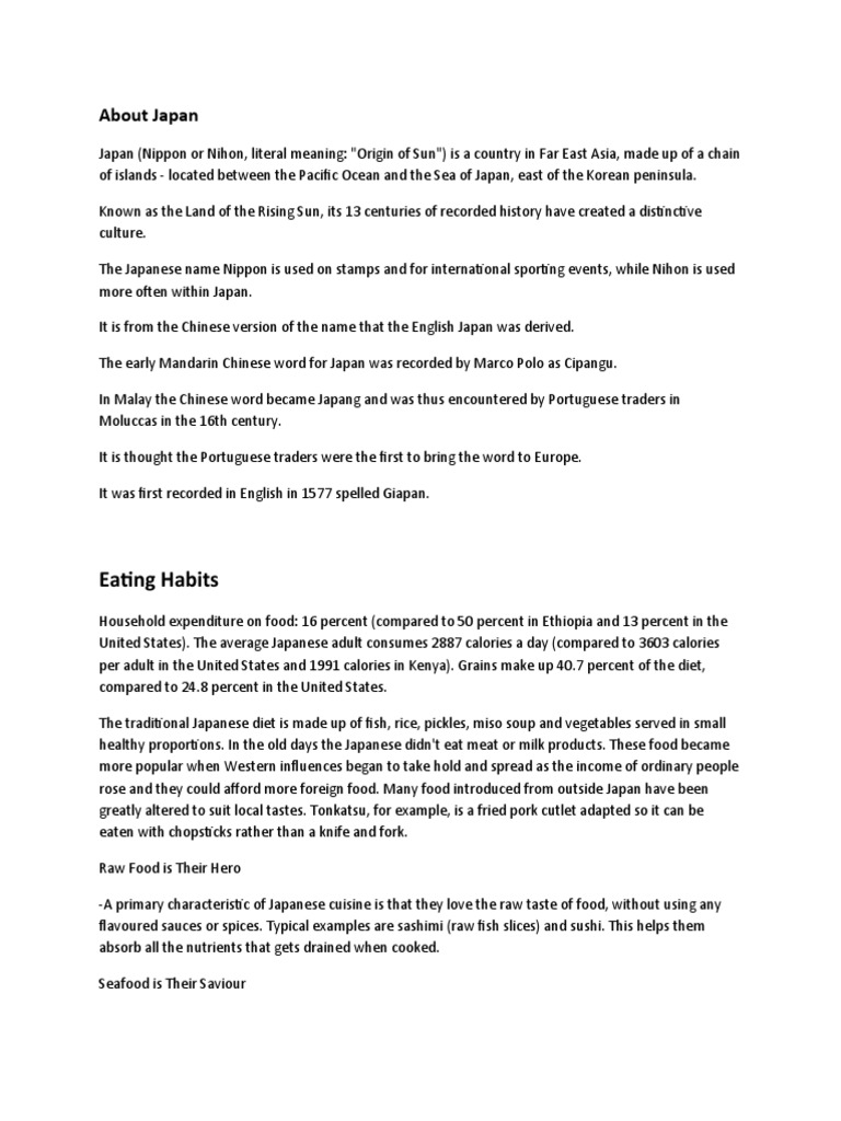 About Japan: Eating Habits | PDF | Homosexuality | Japanese Cuisine