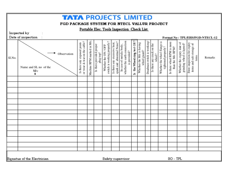 12 Portable Tools Inspection Checklist | PDF | Manufactured Goods ...