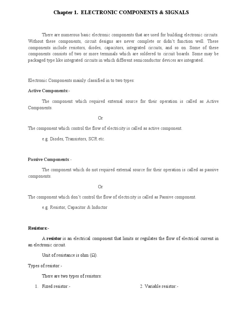 Chapter 1. Electronic Components & Signals | PDF | Electronic Component ...