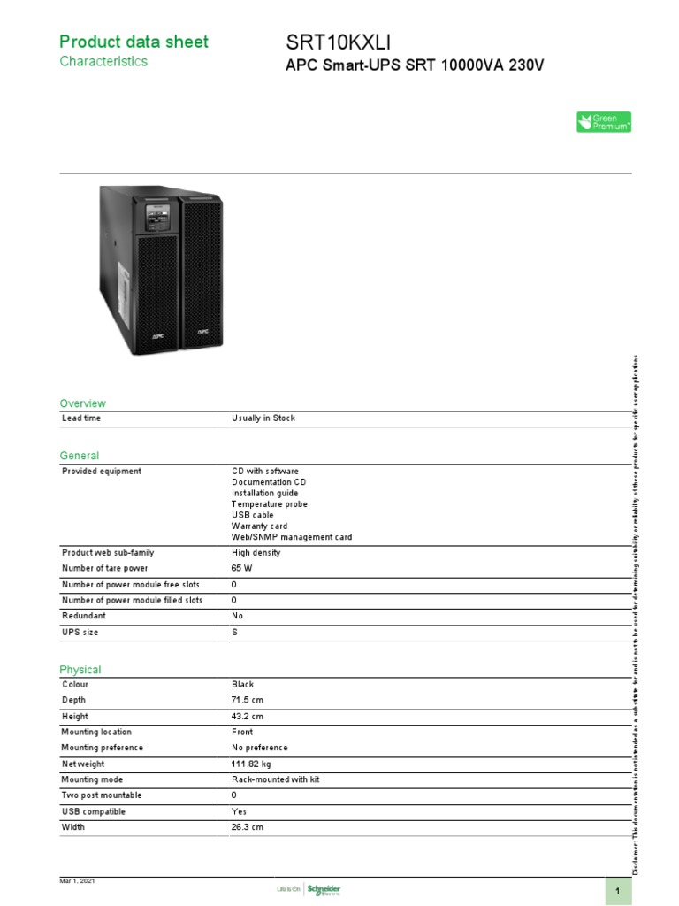 Smart Ups On Line Srt10kxli | PDF | Mains Electricity | Usb