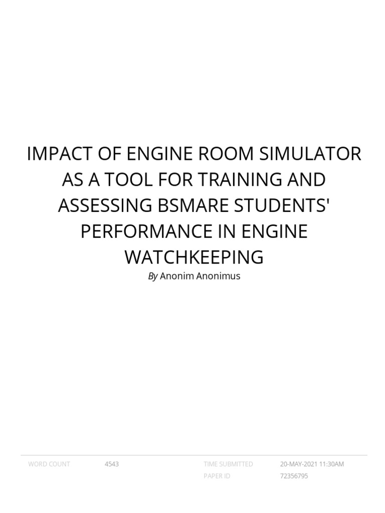Impact of Engine Room Simulator As A Tool For Trai | PDF ...