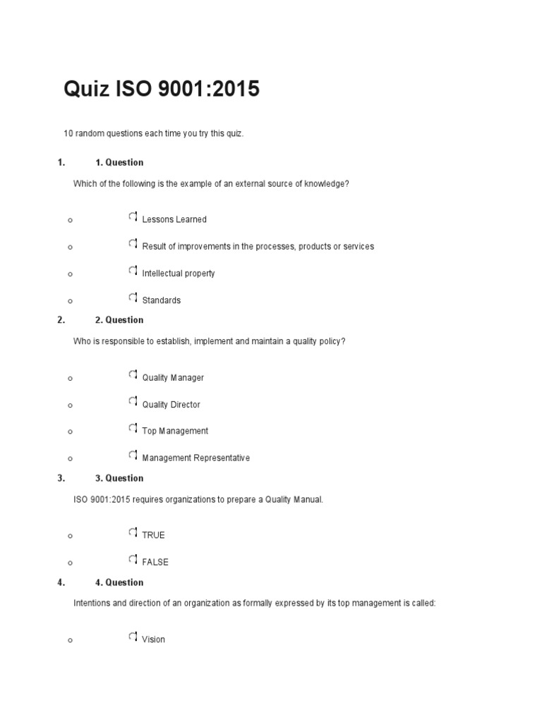 Testing Your Knowledge: An Interactive Quiz on the Key Elements of ISO ...