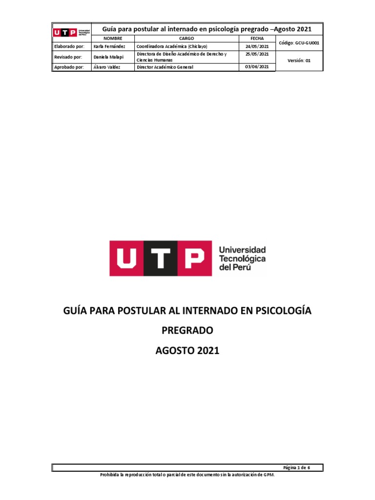 Guia para Postular Al Internado de Psicologia | PDF