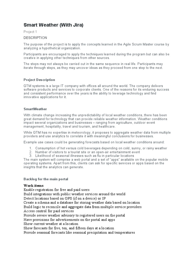 Smart Weather (With Jira) : Description | PDF | Scrum (Software ...