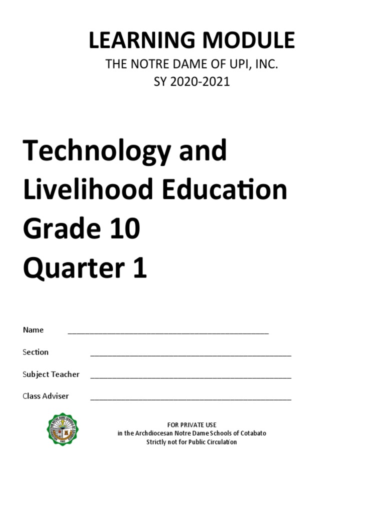 Tle Module First Quarter | PDF | Vegetables | Foods