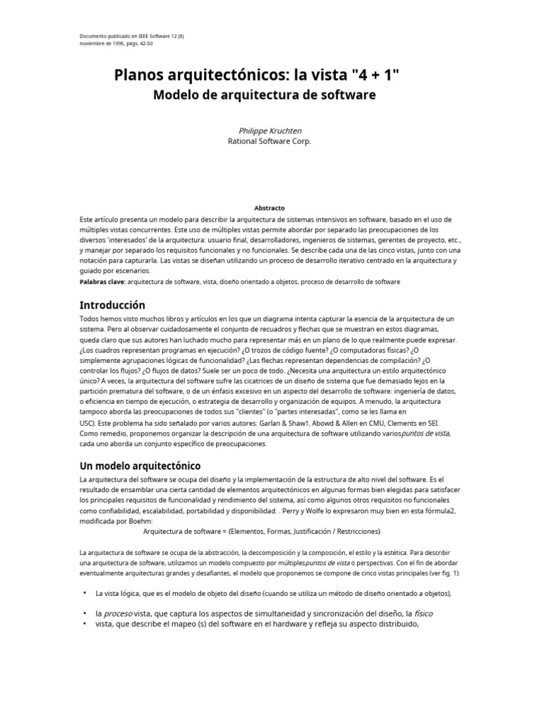 4+1view-Architecture en Es | PDF | Software | Ingeniería de software