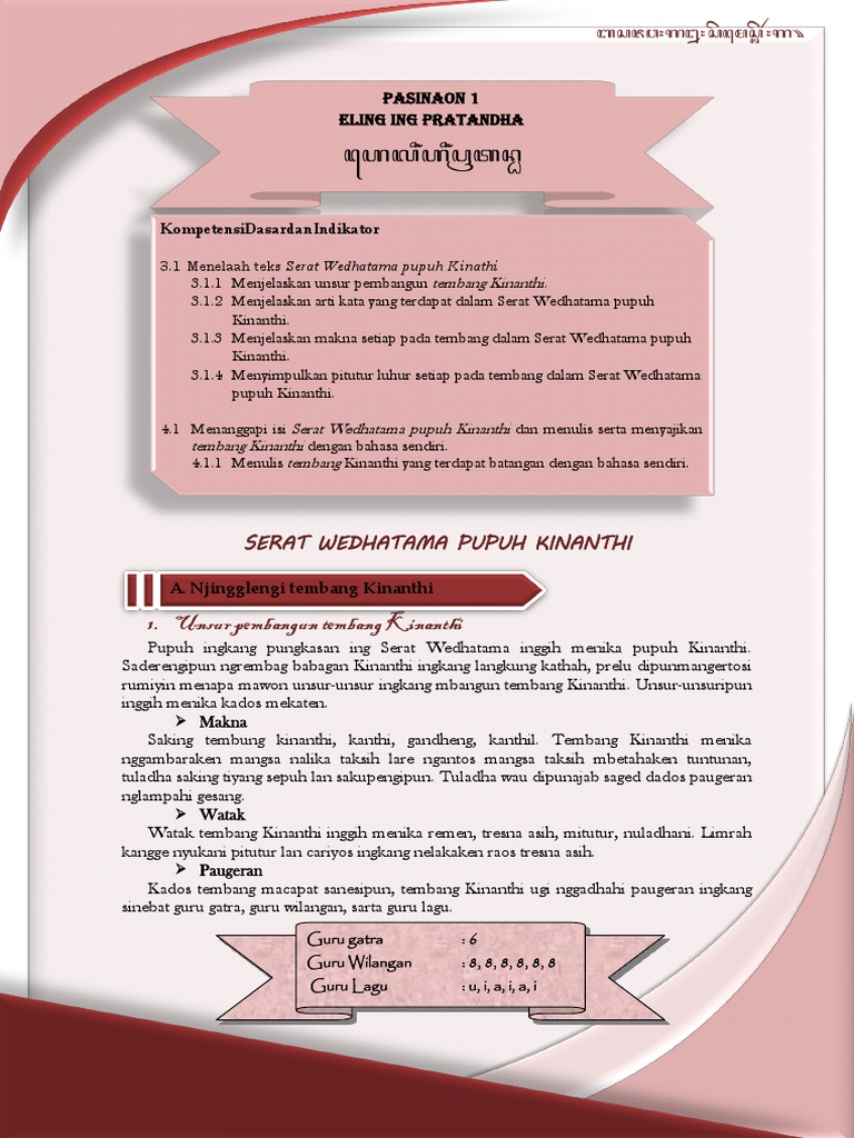 Wedhatama Kinanthi 1 | PDF | Griya & Taman | Seni