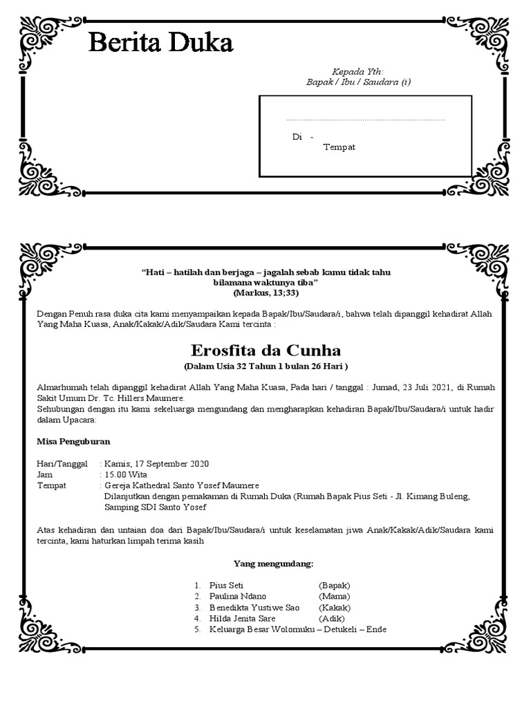Undangan Berita Duka | PDF