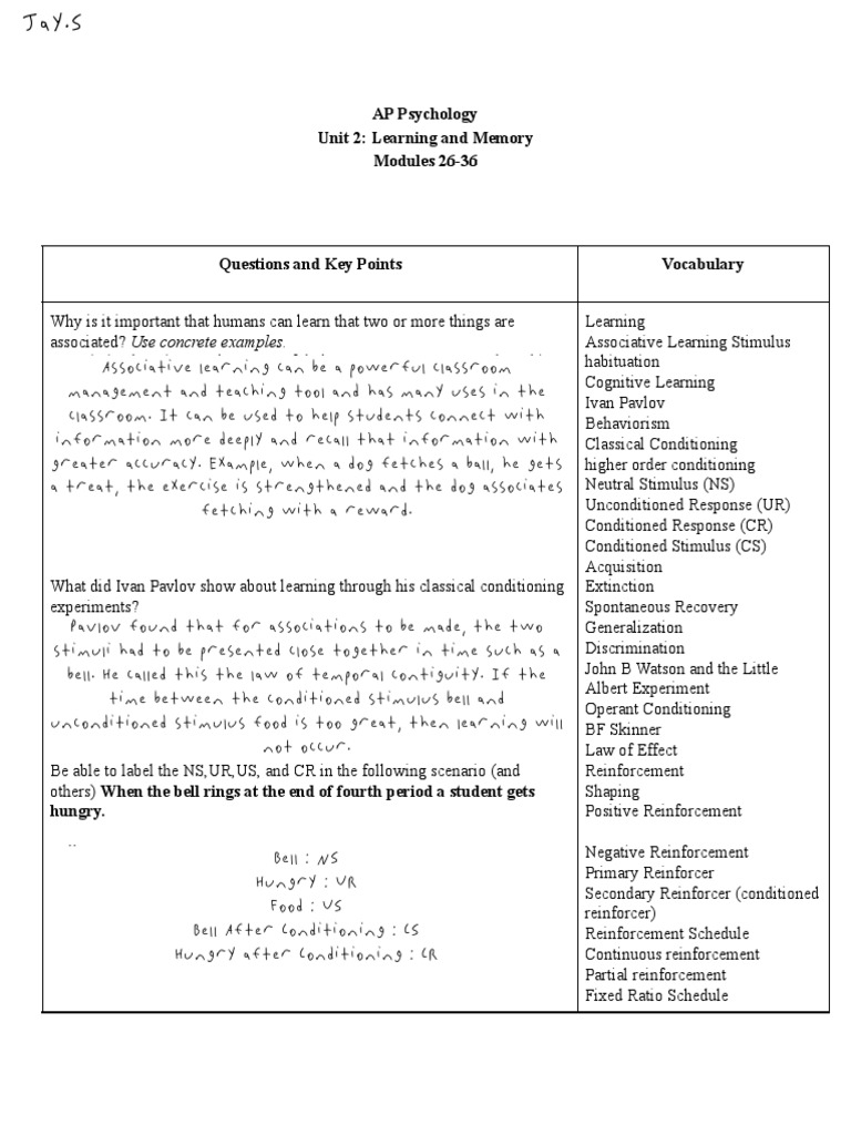 AP Psychology: Learning and Memory Guide | PDF | Memory | Reinforcement