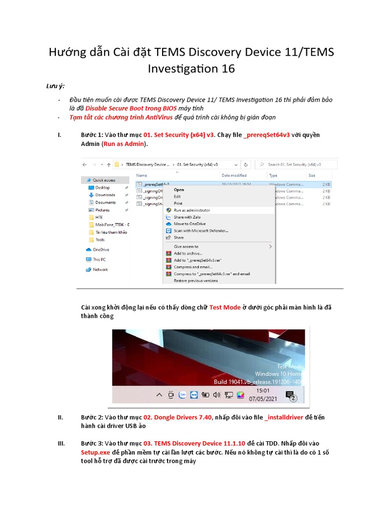Hướng dẫn Cài đặt TEMS Discovery Device 11 & TEMS Investigation 16 | PDF