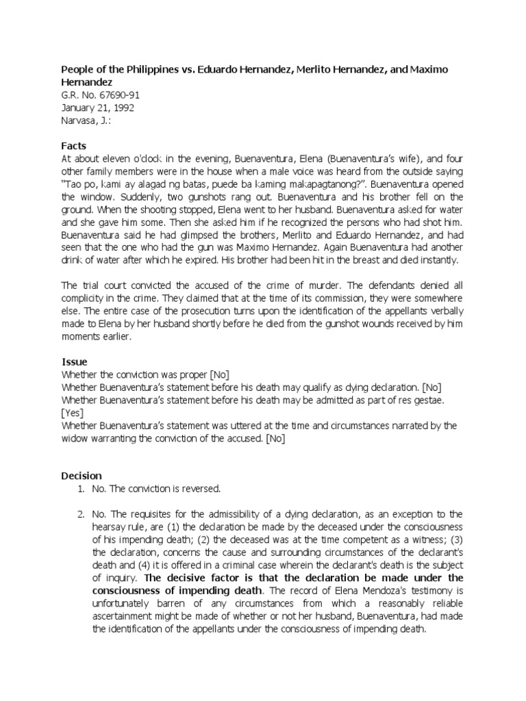 People of The Philippines vs. Eduardo Hernandez, Merlito Hernandez, and ...