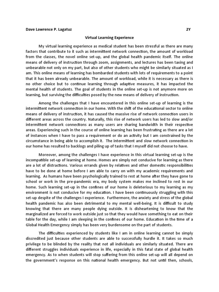 Reflection Paper Virtual Learning Pedia | PDF | Educational Technology ...
