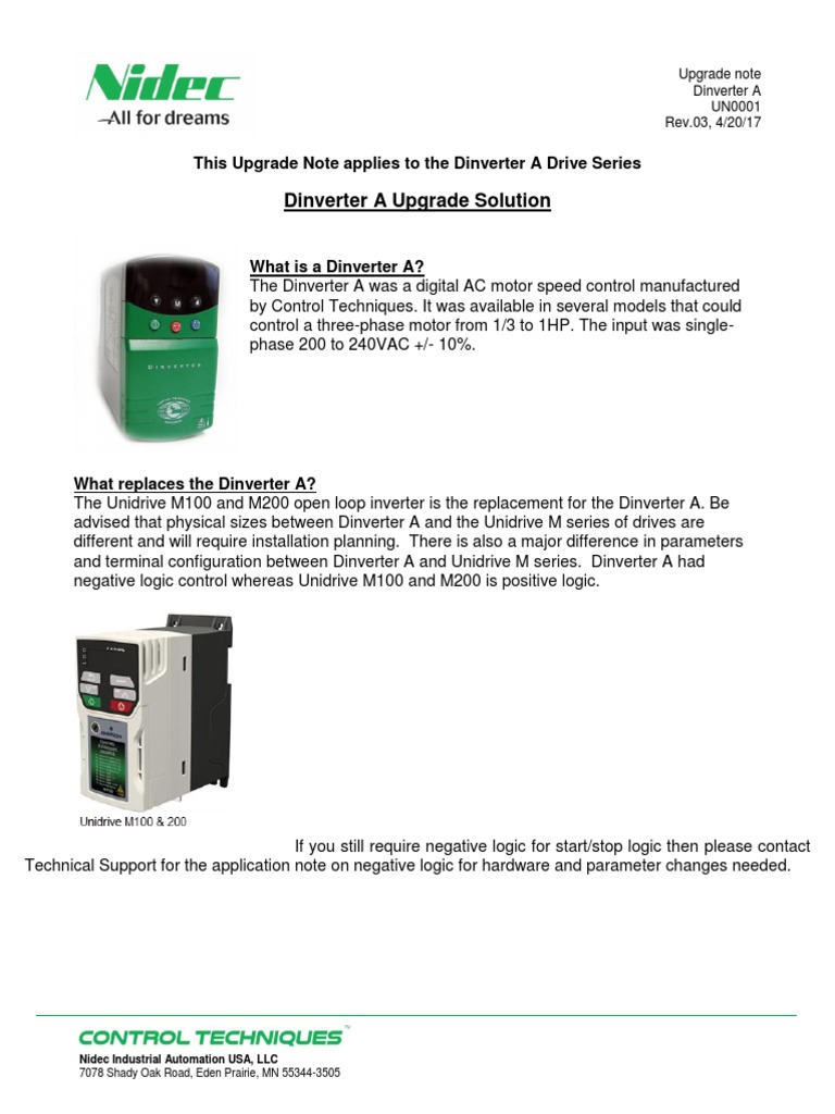 Dinverter A Upgrade to Unidrive M Series | PDF | Power Inverter ...