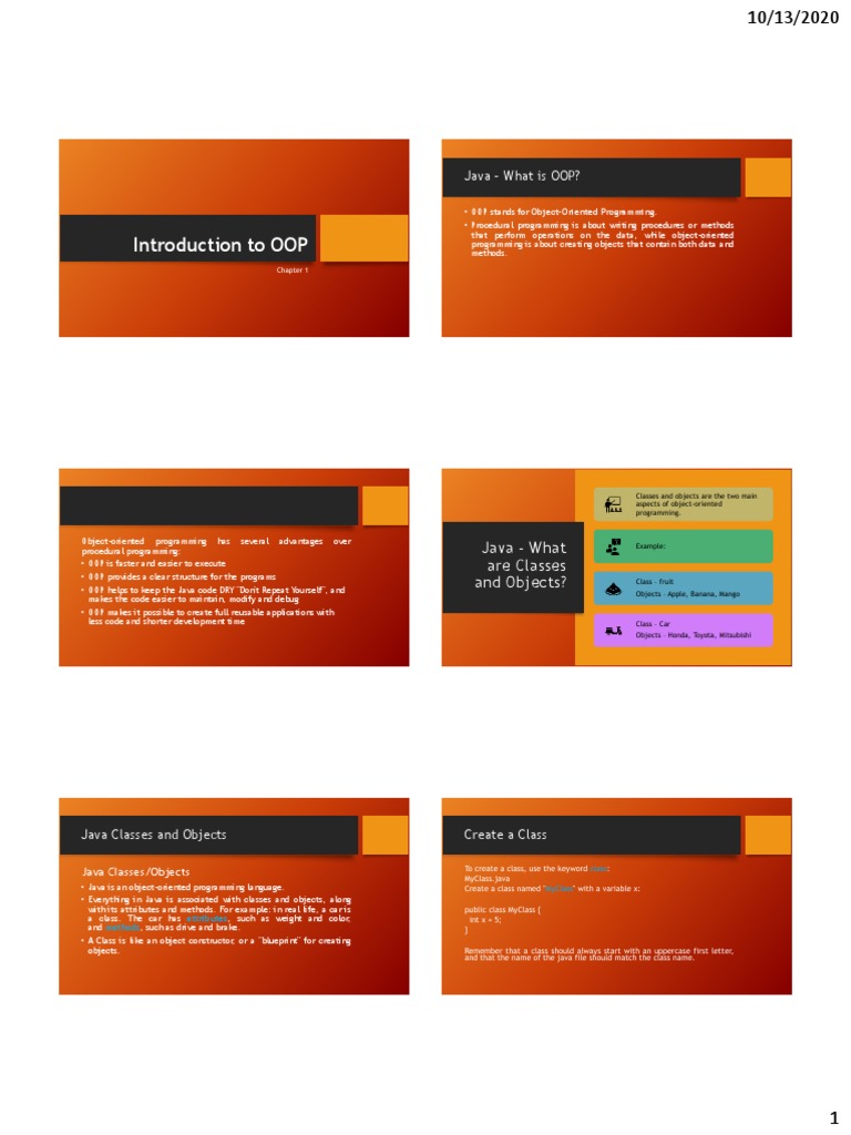 1 Introduction To Oop Pdf Class Computer Programming Object Oriented Programming