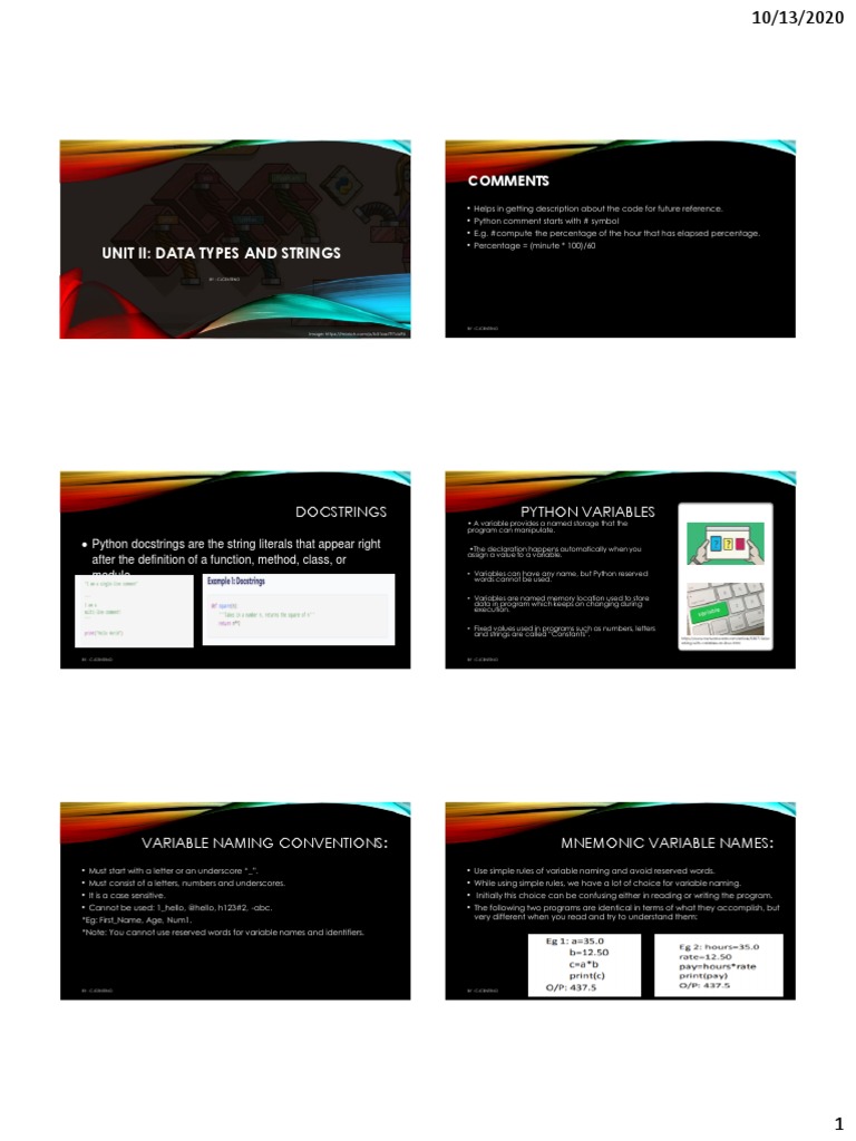 Python Variables and Data Types Overview | PDF | String (Computer ...