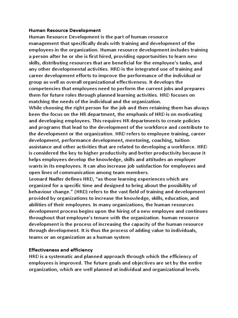 Human Resource Development | PDF | Human Resources | Human Resource ...