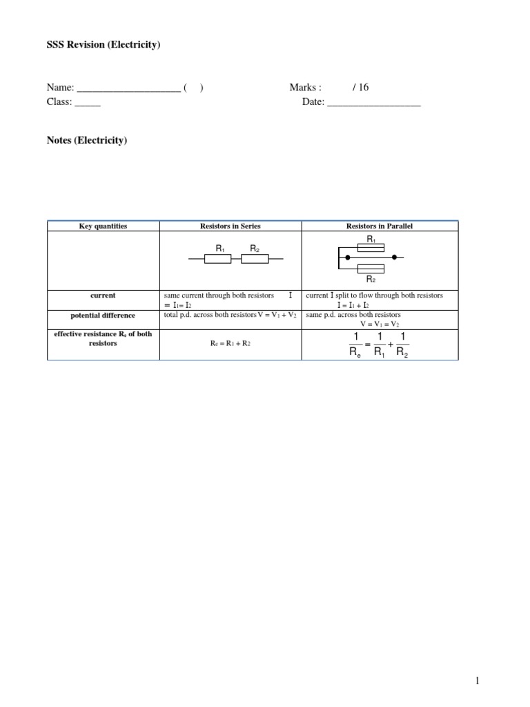 S2 Science SSS - 16 Electrical Systems | PDF | Electrical Network | Voltage