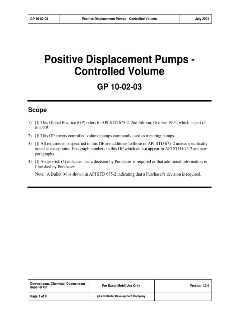 Positive Displacement Pumps - Controlled Volume: Scope | PDF | Pump ...