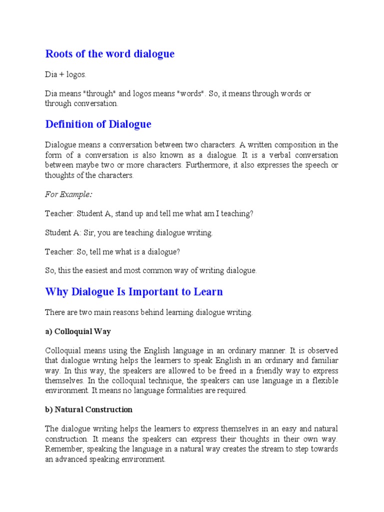 Dialogue Writing | PDF | Dialogue | Punctuation