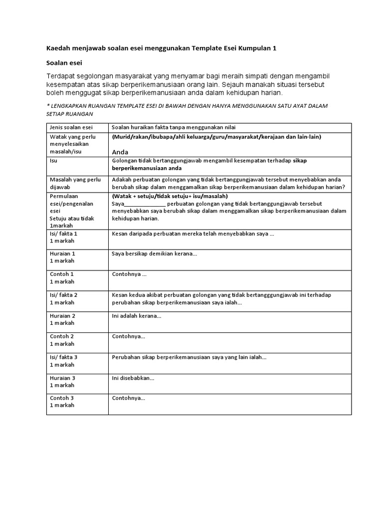 Template Esei Kumpulan 1 | PDF