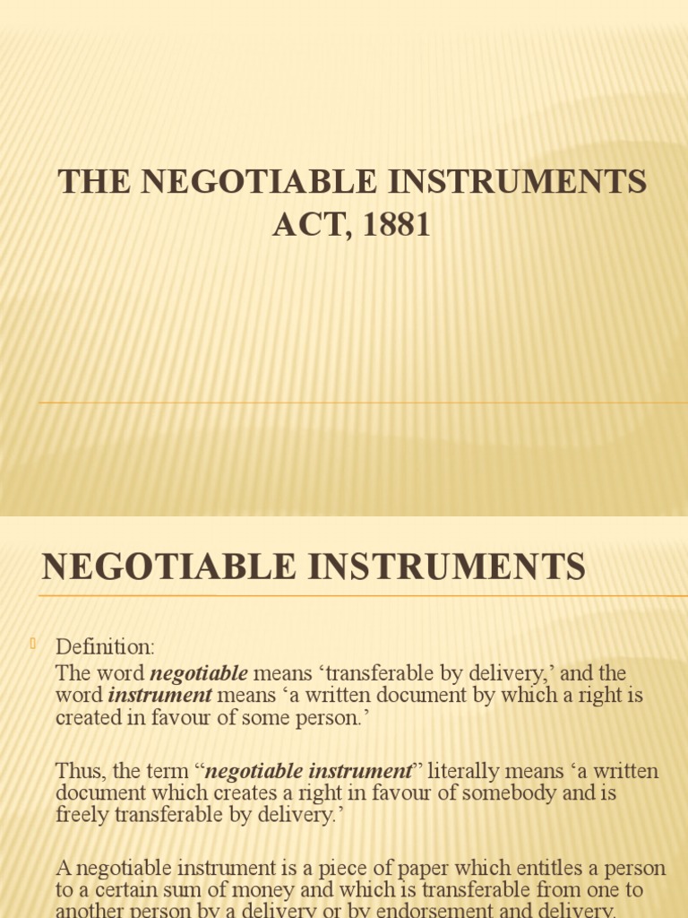 Analysis of the Key Characteristics and Essentials of Negotiable ...