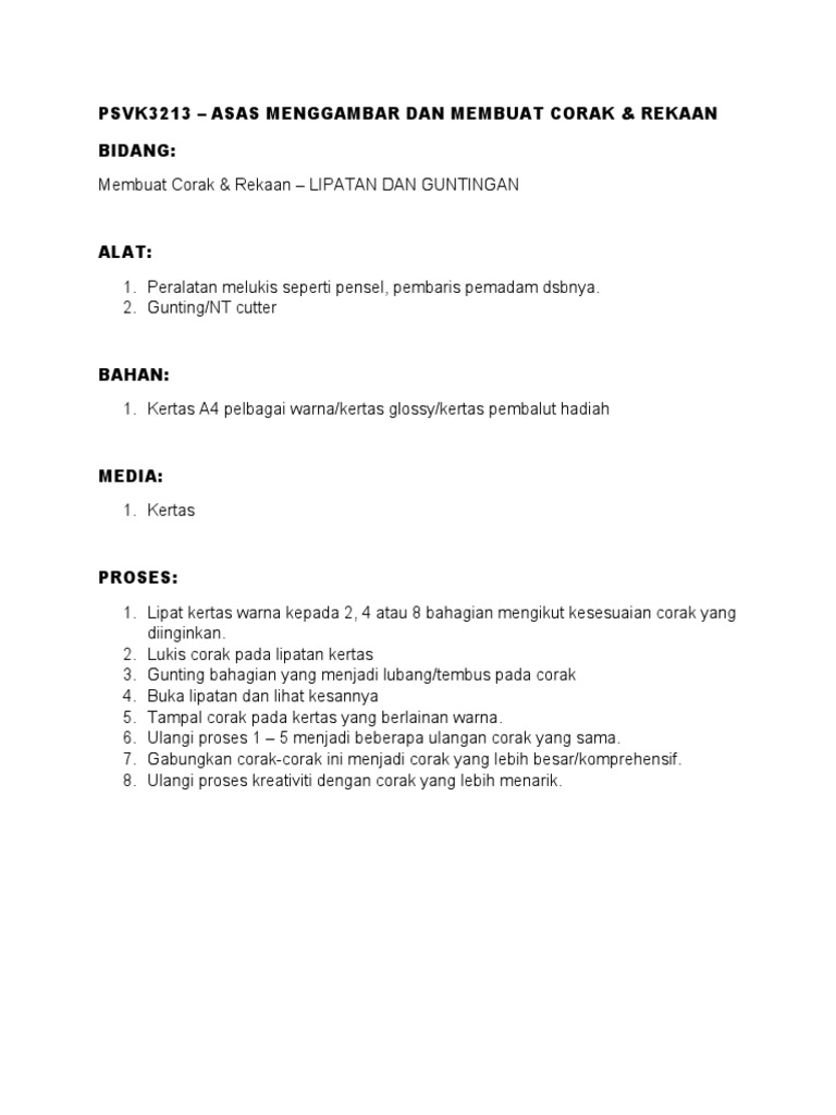 Cara Membuat Corak Dengan Teknik Lipatan Dan Guntingan Kertas | PDF