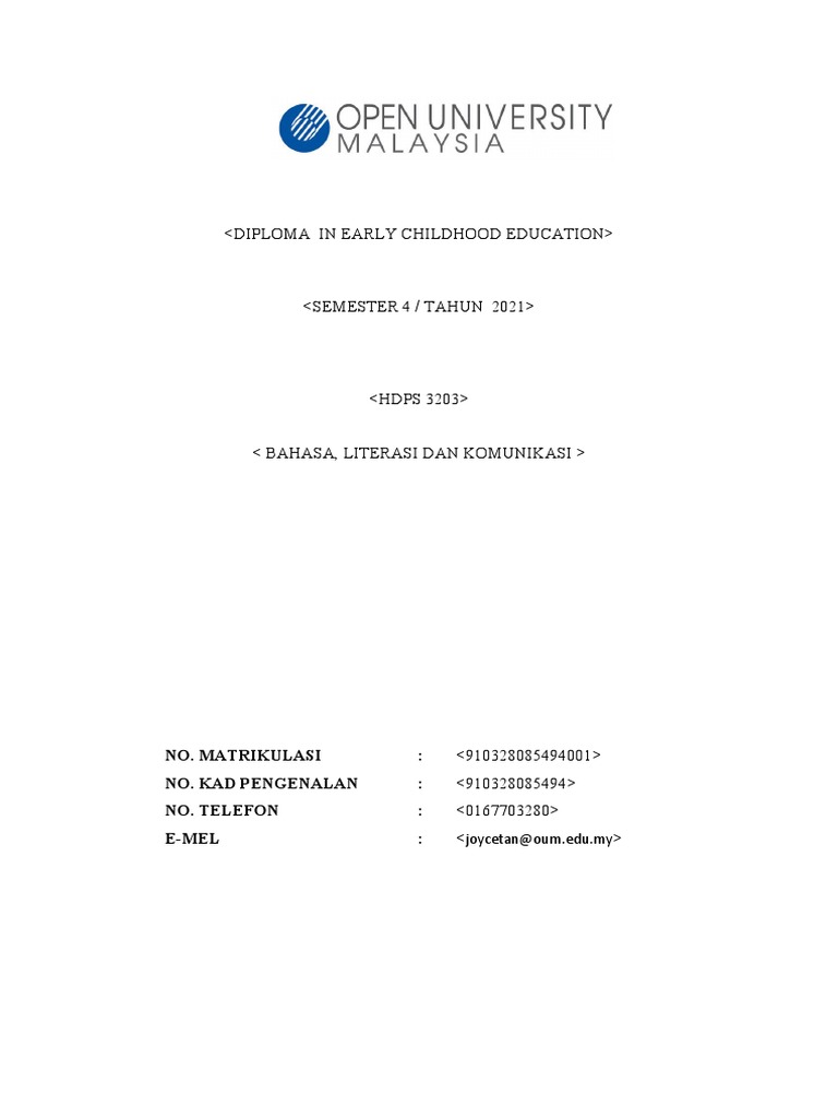 Assignment HDPS 3203 Bahasa, Literasi Dan Komunikasi | PDF