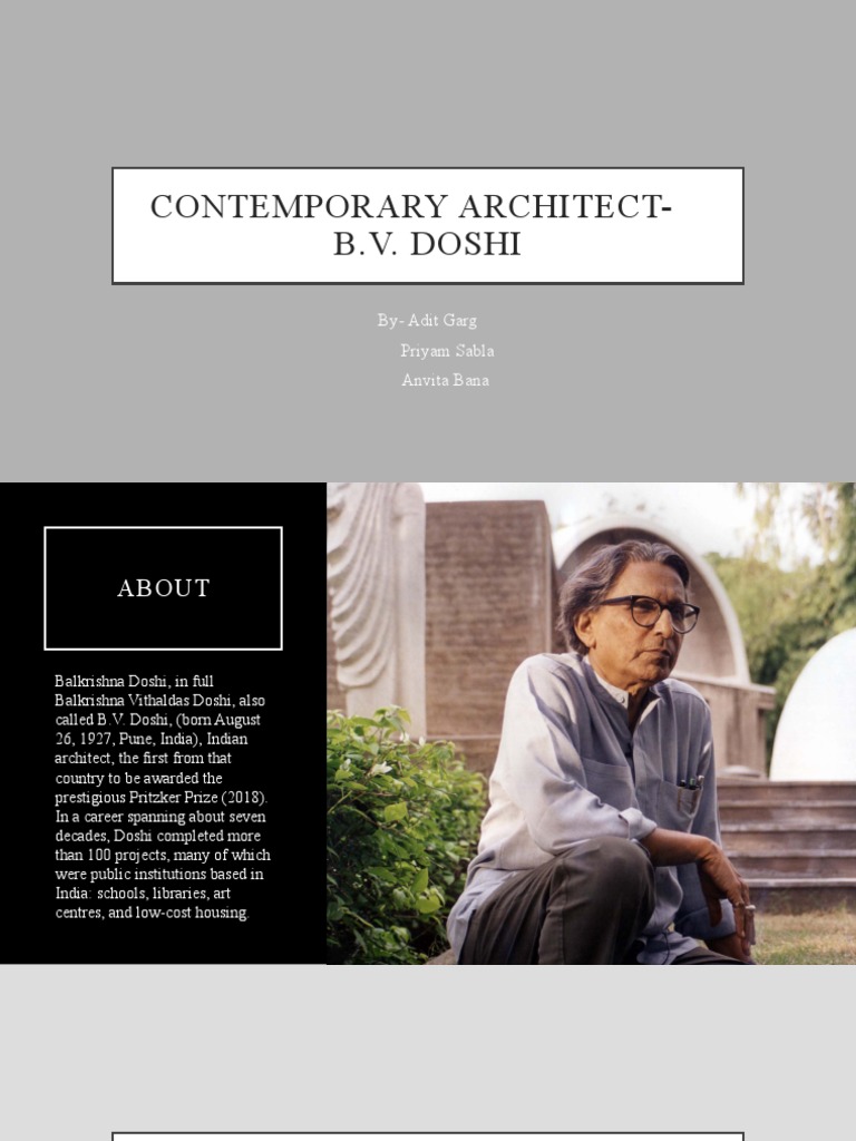 Contemporary Architect-B.V. Doshi: by - Adit Garg Priyam Sabla Anvita ...