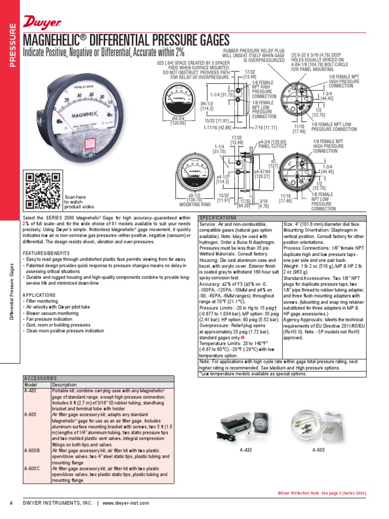 Series 2000 - Magnahelic Differential Pressure Gauge | PDF | Pipe ...