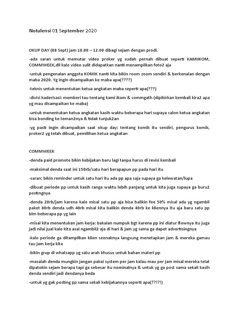 Contoh Notulensi Rapat | PDF