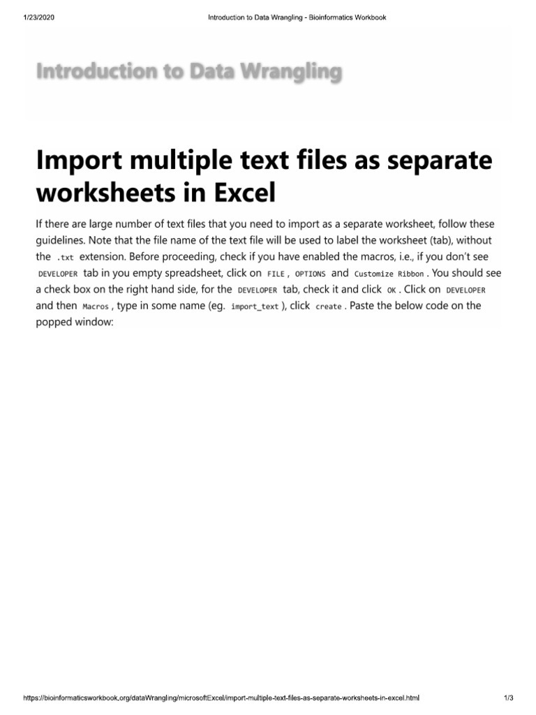 Excel - Import Multiple Files Into Multiple Worksheets | PDF