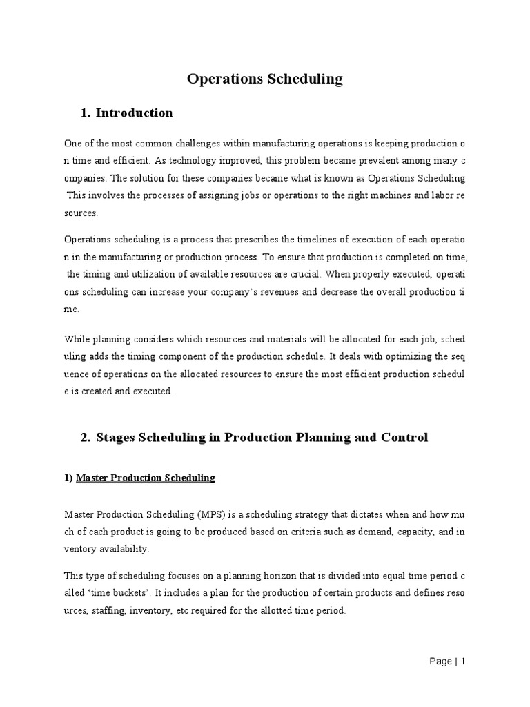 Operations Scheduling | PDF | Inventory | Scheduling (Computing)