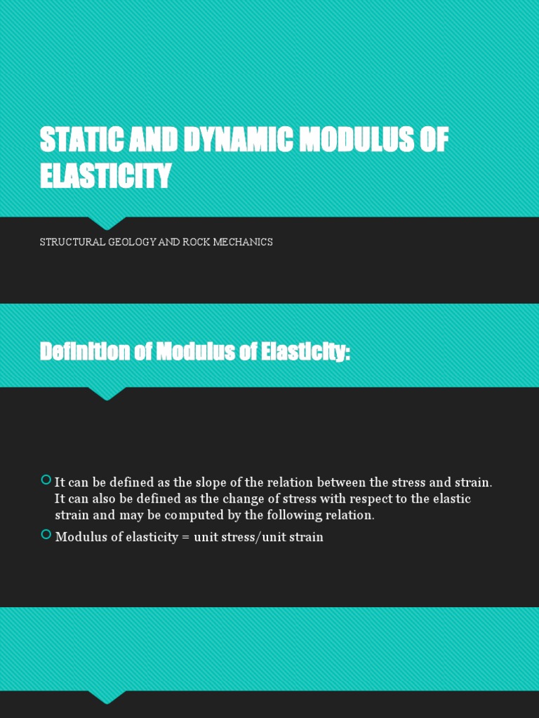 Static and Dynamic Modulus of Elasticity | PDF | Young's Modulus ...