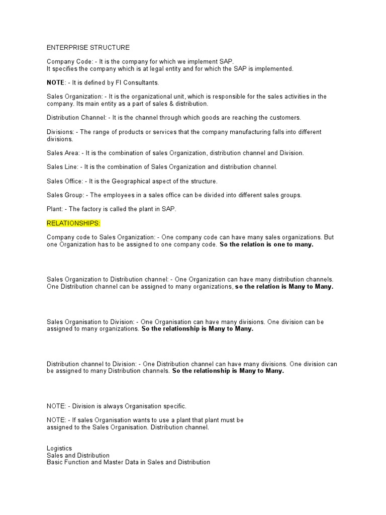 Enterprise Structure | PDF | Business | Sales