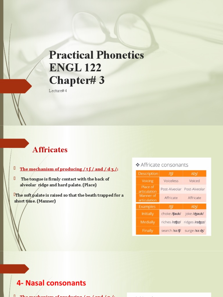 Practical Phonetics ENGL 122 Chapter# 3: Lecture# 4 | PDF | Phonetics ...