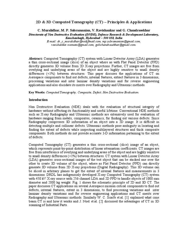 2D & 3D Computed Tomography (CT) - Principles & Applications | PDF | Ct ...