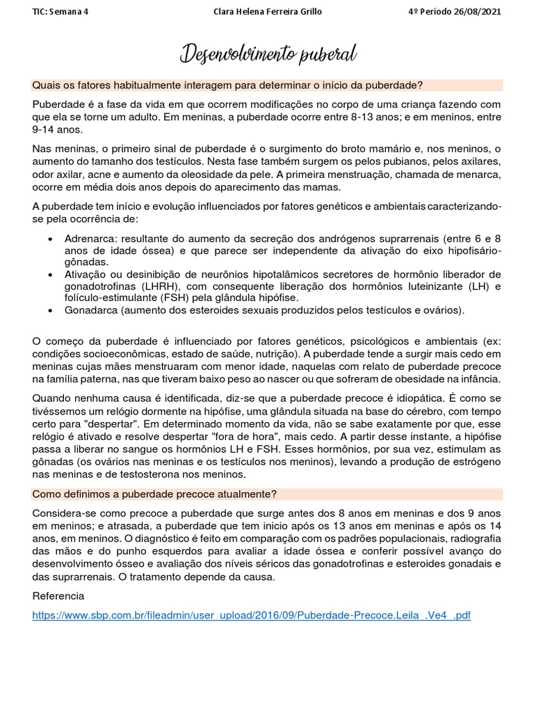 Desenvolvimento Puberal | PDF | Puberdade | Glândulas