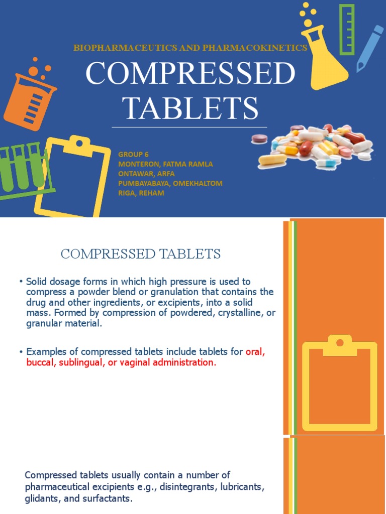 Compressed Tablets: Biopharmaceutics and Pharmacokinetics | PDF ...