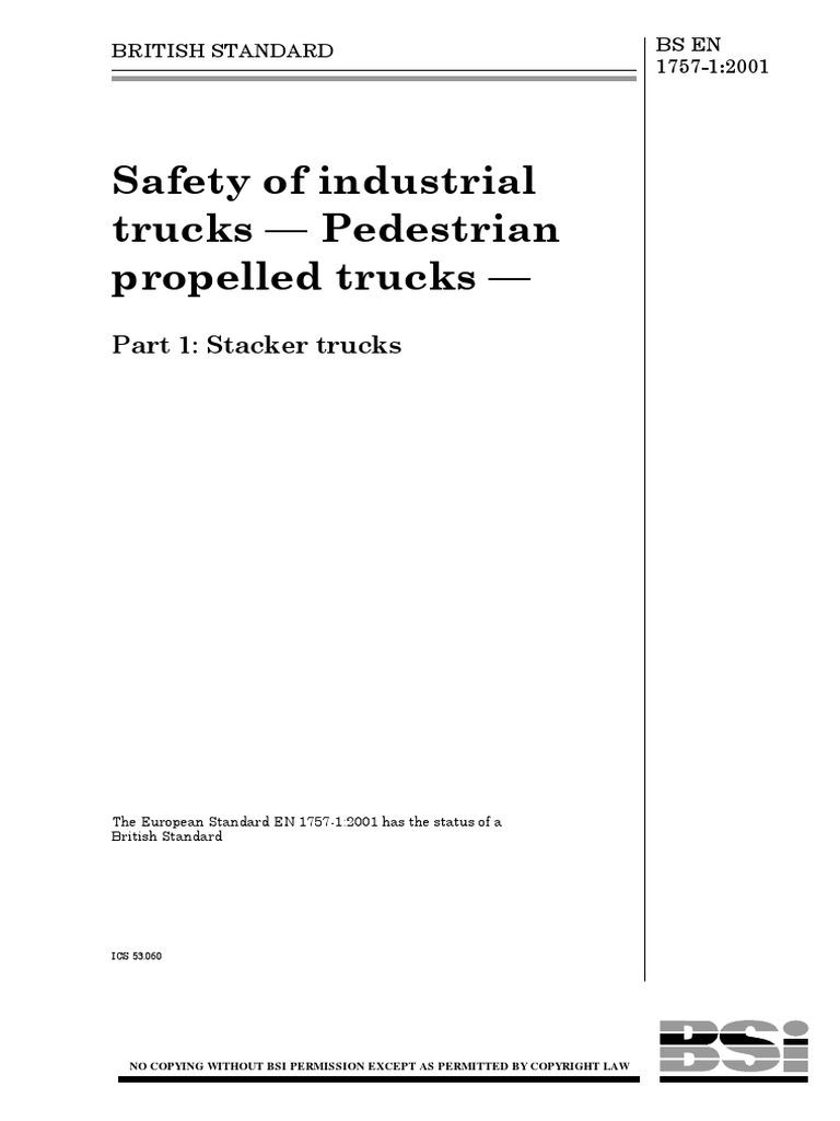BS en 1757-1-2001 | PDF | Truck | Elevator
