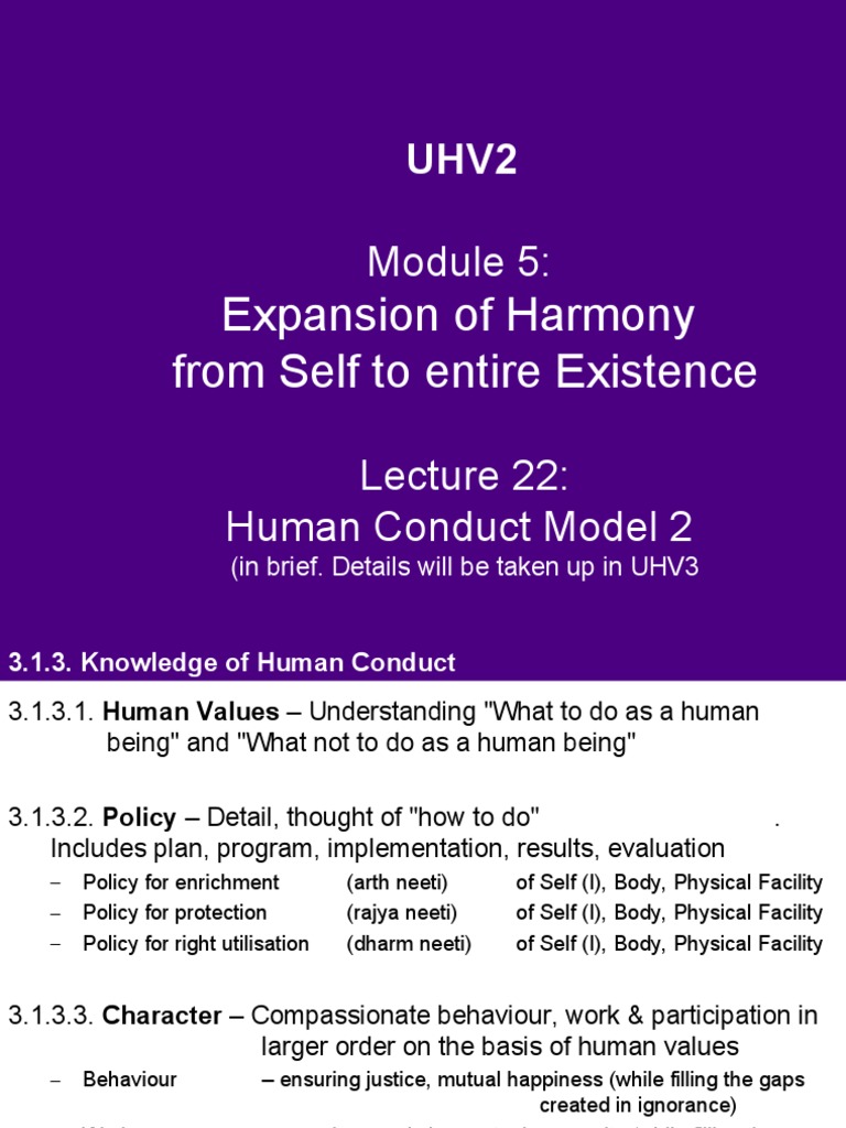 UHV2 M5 L22 - Human Conduct - Model 2 | PDF | Happiness | Compassion