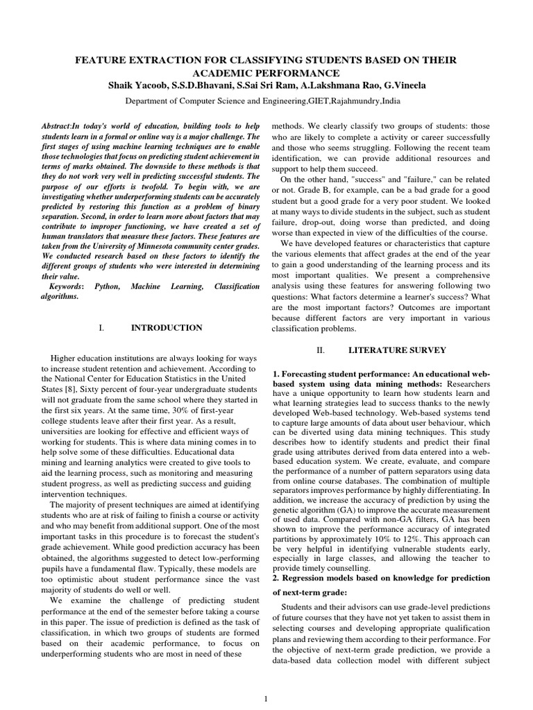Feature Extraction For Classifying Students Based On Their Academic Performance | Descargar ...